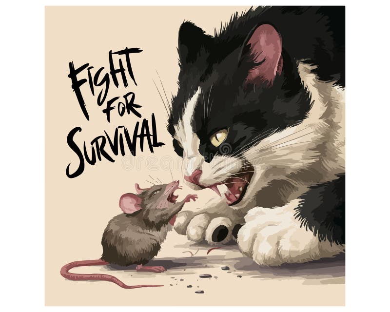 Cat and mouse. stock illustration. Illustration of life - 323717544