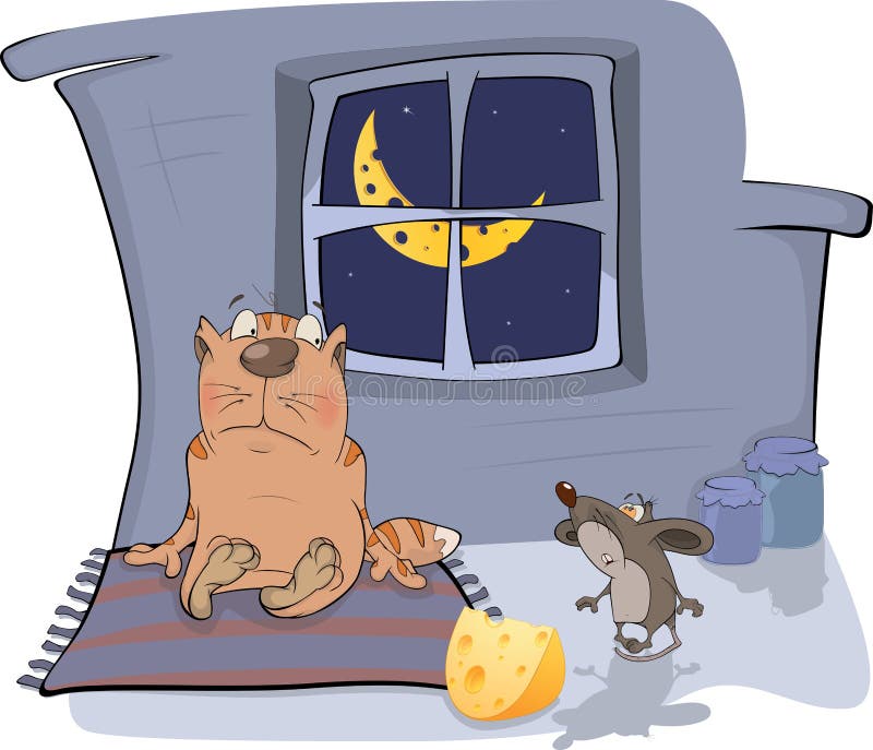 About a Cat and a Mouse. a Meeting. Cartoon Stock Vector - Illustration ...