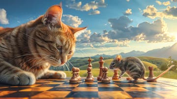 A Cat and a Mouse are Playing a Game of Chess. Generative Ai Stock Illustration - Illustration ...