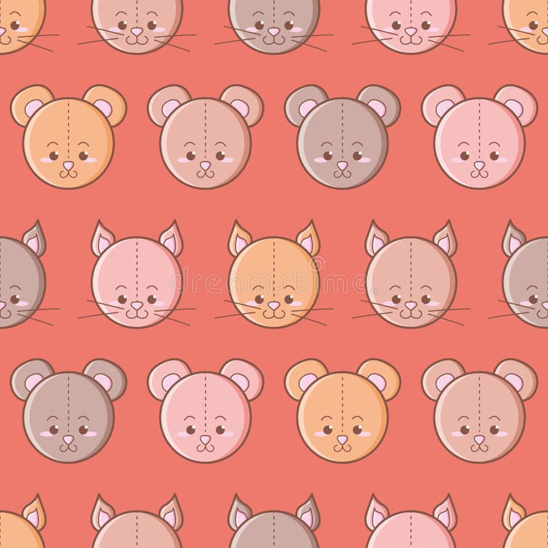 Cat and Mouse Plush Vector Repeat Pattern Stock Vector - Illustration ...