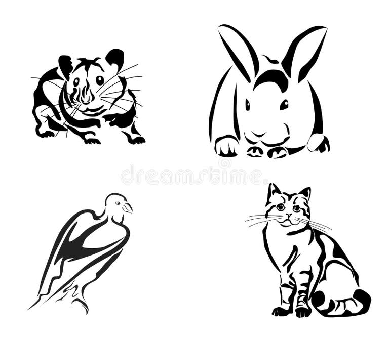 Cat and Mouse.rabbit ,tattoo Stock Vector - Illustration of wild ...