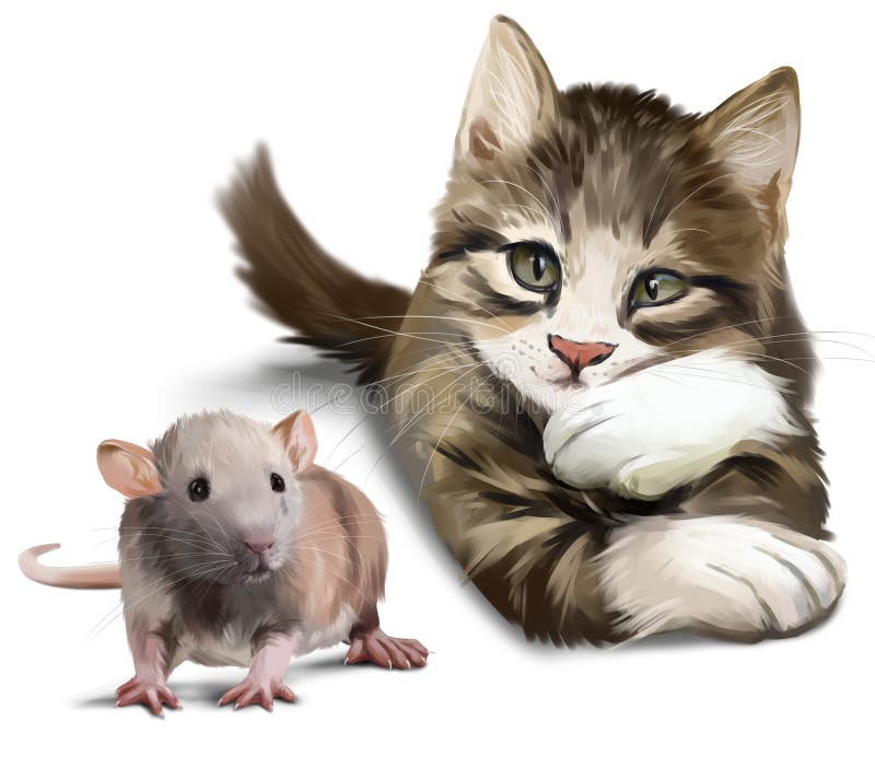 A cat and a mouse stock illustration. Illustration of animal - 106323226