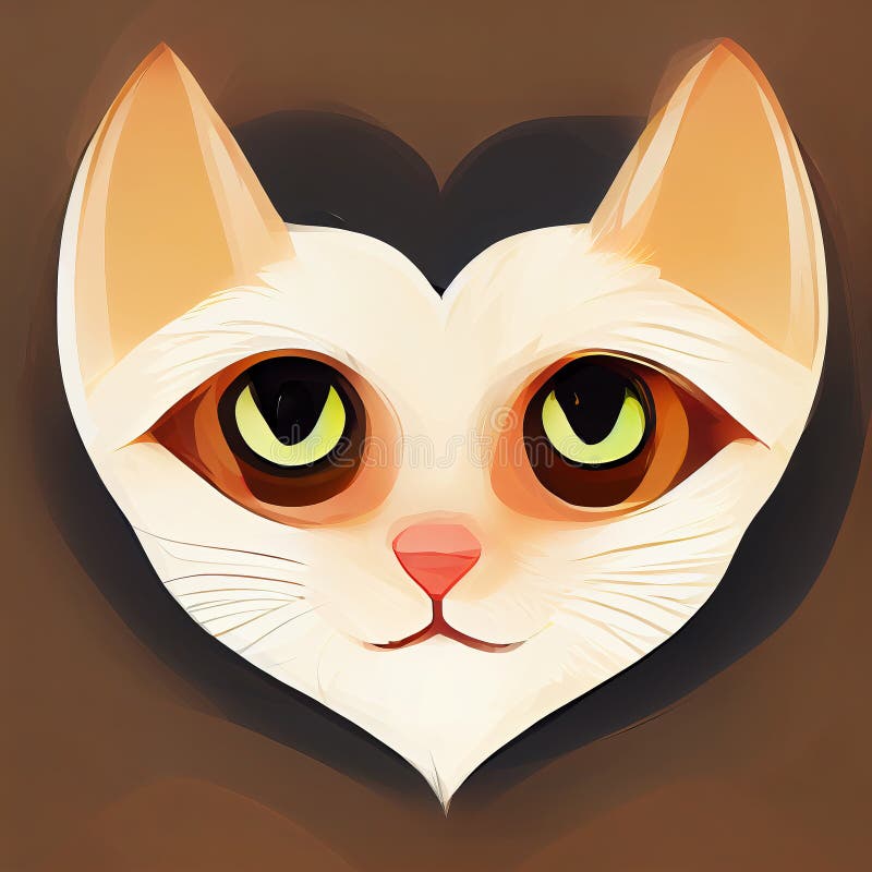 Cat Muzzle in a Heart. Cat Face in the Shape of a Heart. AI-generated ...