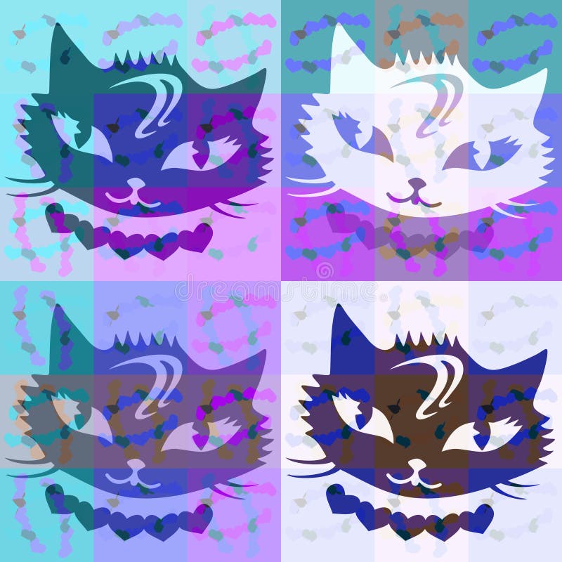 Cat Muzzle Seamless Scheme Pattern Background Set Stock Vector ...