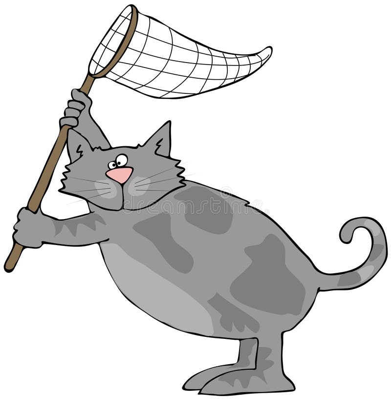 Cat with a Net stock illustration. Illustration of whiskers - 8358194