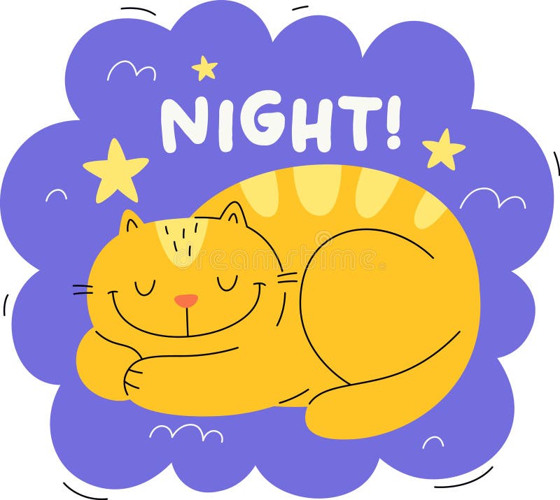 Cat Night Sticker stock vector. Illustration of halloween - 297876919