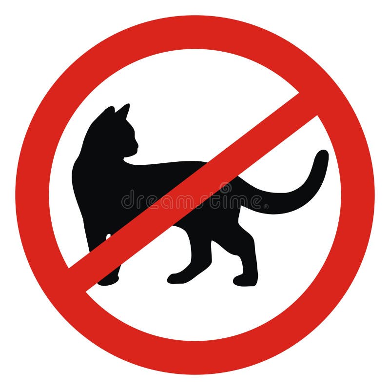 Black Silhouette of Cat at Red Circle Frame, Eps. Stock Vector ...