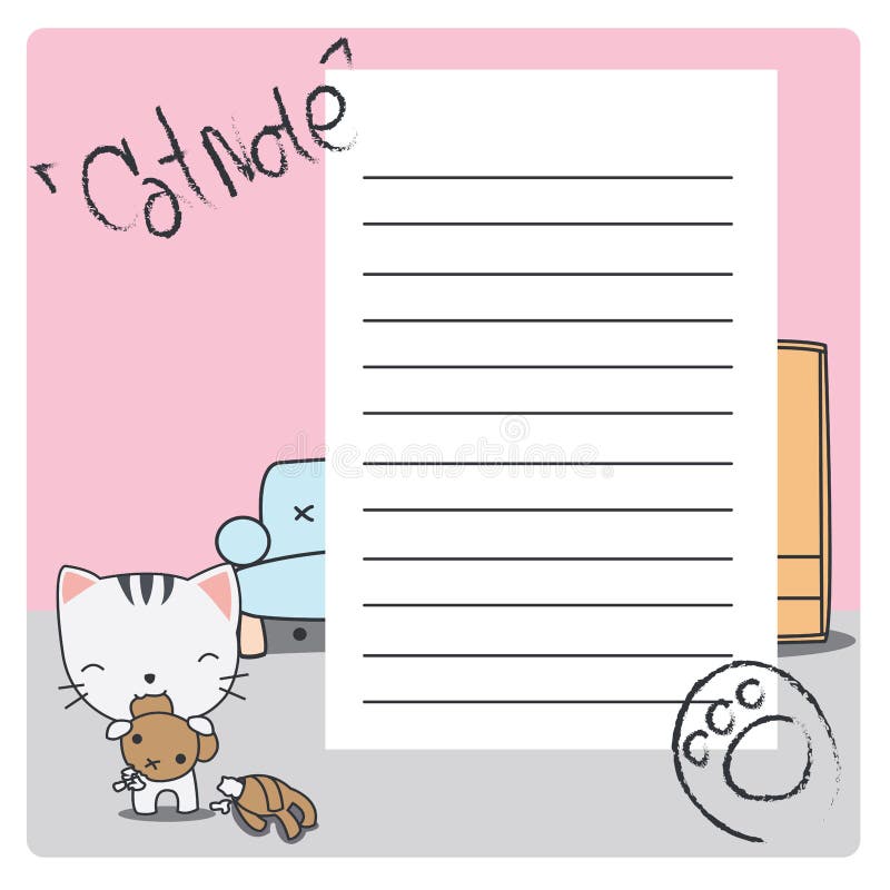 Cat note in room stock vector. Illustration of cute, paper - 75169239