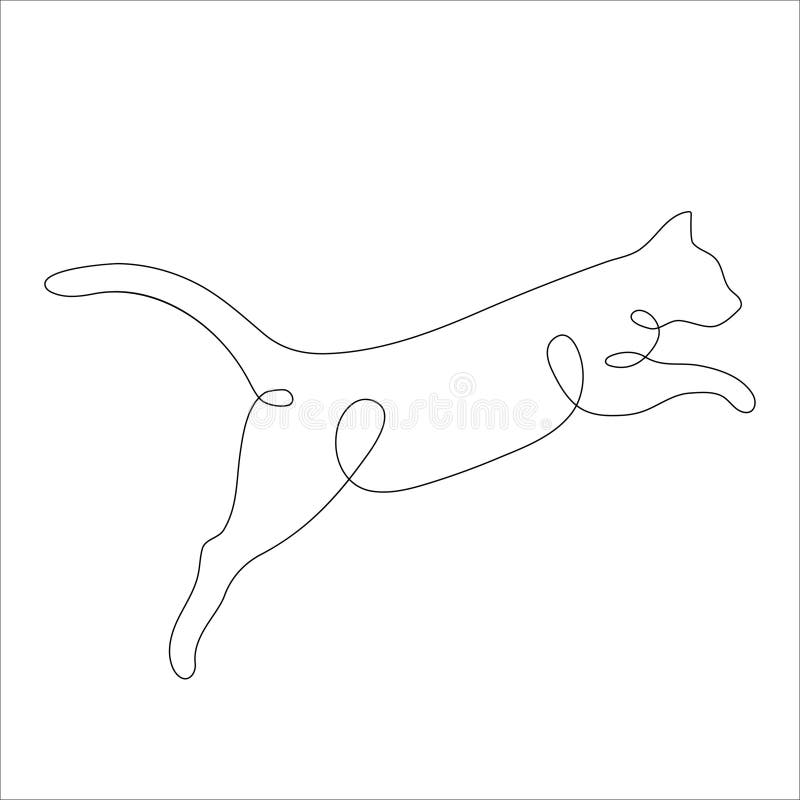 Cat one line drawing art stock vector. Illustration of style - 272688752