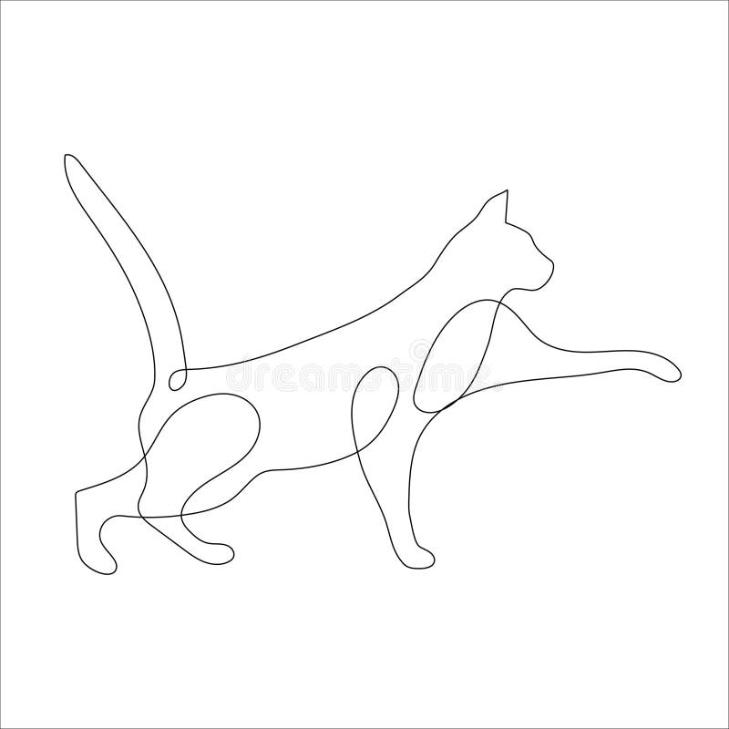 Cat one line drawing art stock vector. Illustration of cute - 272688764