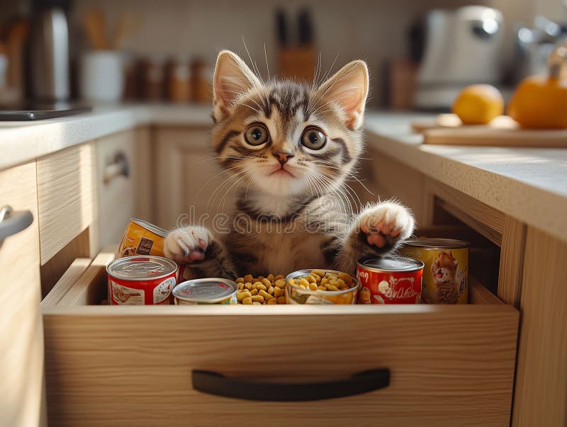 Guilty Kitten Caught in the Act Stock Illustration - Illustration of ...