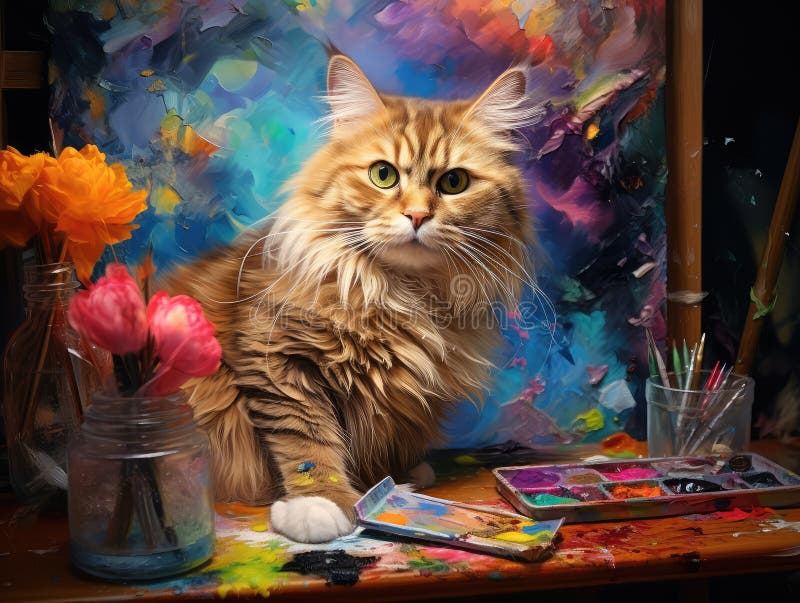 Cat Painting, Painter Cat Portrait, Artistic Workshop, Professional ... Cat Painting, Painter Cat Portrait, Artistic Workshop, Professional ...