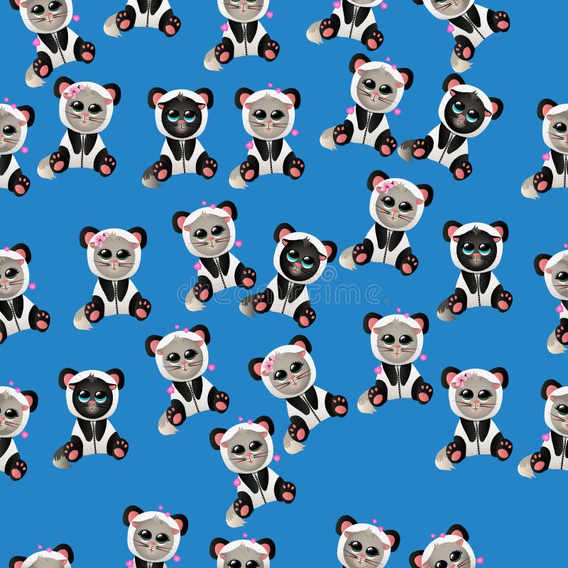 Cat in panda costume stock vector. Illustration of face - 81907217