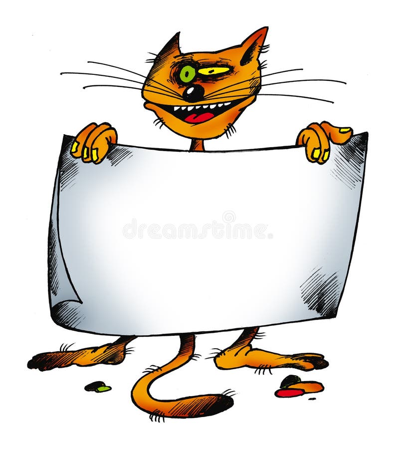 Funny cat stock illustration. Illustration of sketch, kitten - 3363340