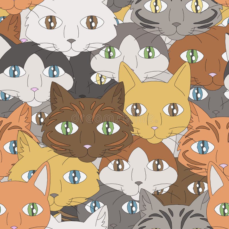 Cat Pattern stock vector. Illustration of cute, green - 41280235