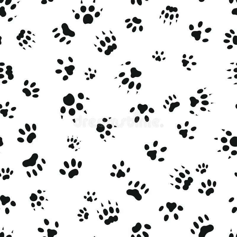 Cat Paw Trace Seamless Pattern Stock Vector - Illustration of nature ...