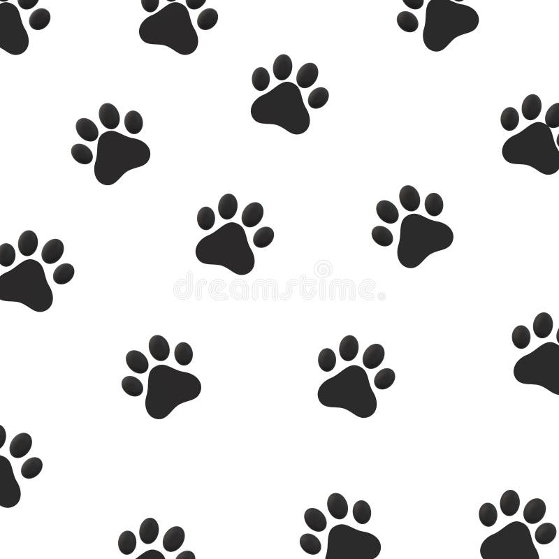 Cat Paws Background Pattern Black Paws on White Background Abstract ...