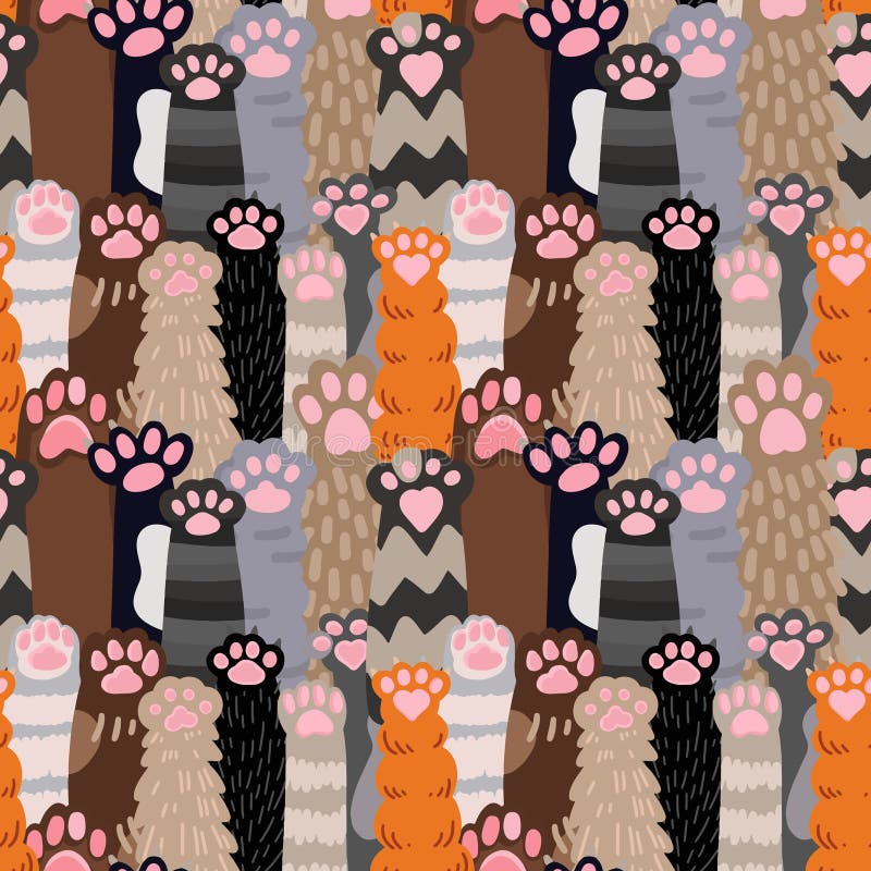 Cat Paws Seamless Pattern, Wrap Paper Design Pattern, Diary and ...