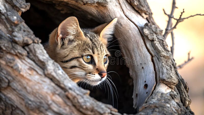 Cat Peeking Inside the Tree Hole Stock Image - Image of animal ...