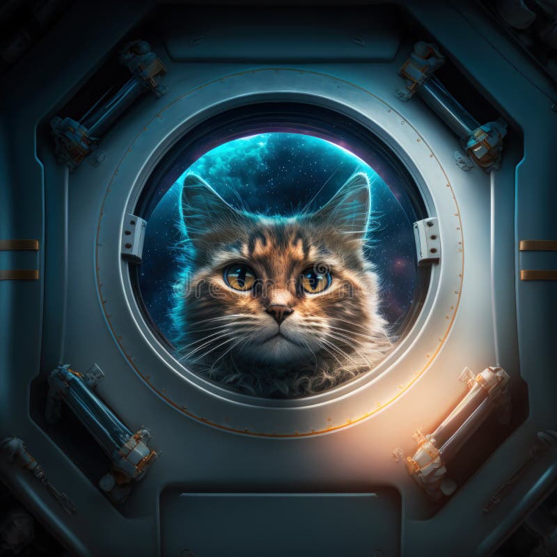 Cat in a Spaceship. AI Generated Stock Illustration - Illustration of ...