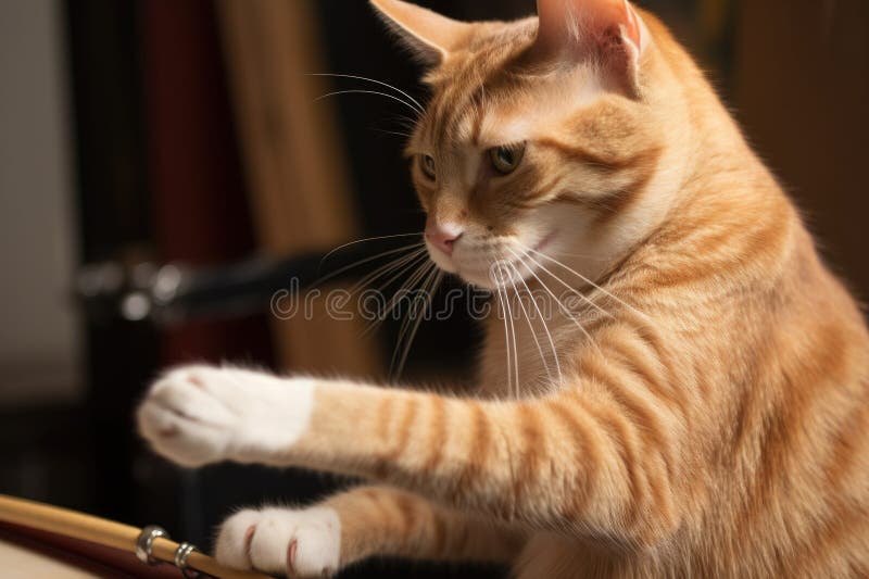 Cat Percussionist, Tapping Sticks on a Bass Drum Stock Illustration ...