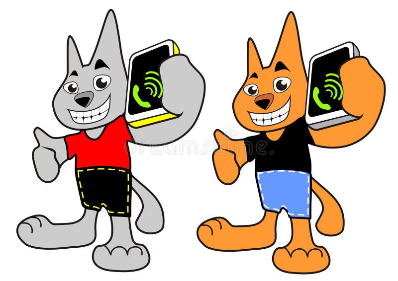 Cat with phone stock vector. Illustration of gadget, ginger - 96515133