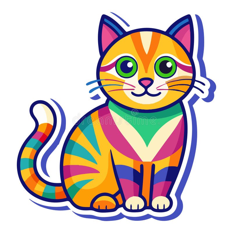 Cat sticker nice picture stock image. Illustration of design - 327815275