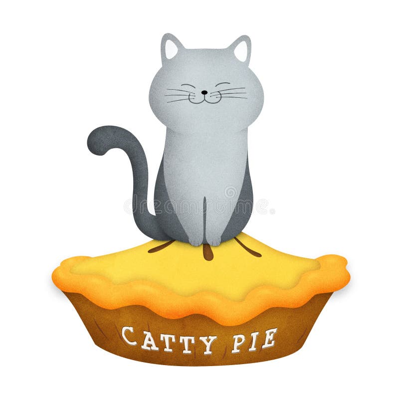Cat on Pie stock illustration. Illustration of cute - 247385374
