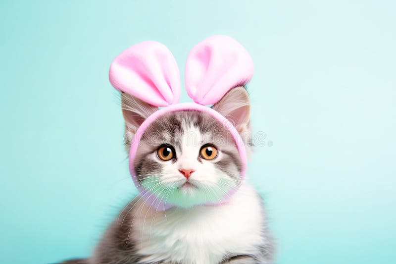 A Cat with a Pink Bow on Its Head Stock Image - Image of head, kitten ...
