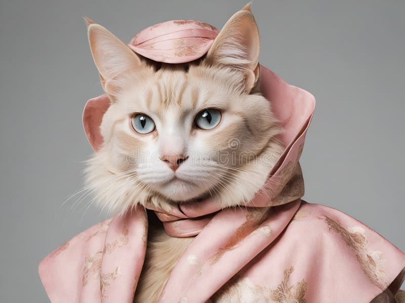 A Cat with a Pink Cape and a Pink Sash on it Stock Photo - Image of ...