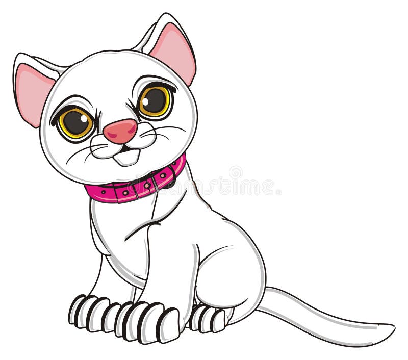 Cat with pink collar stock illustration. Illustration of cartoon - 84103703