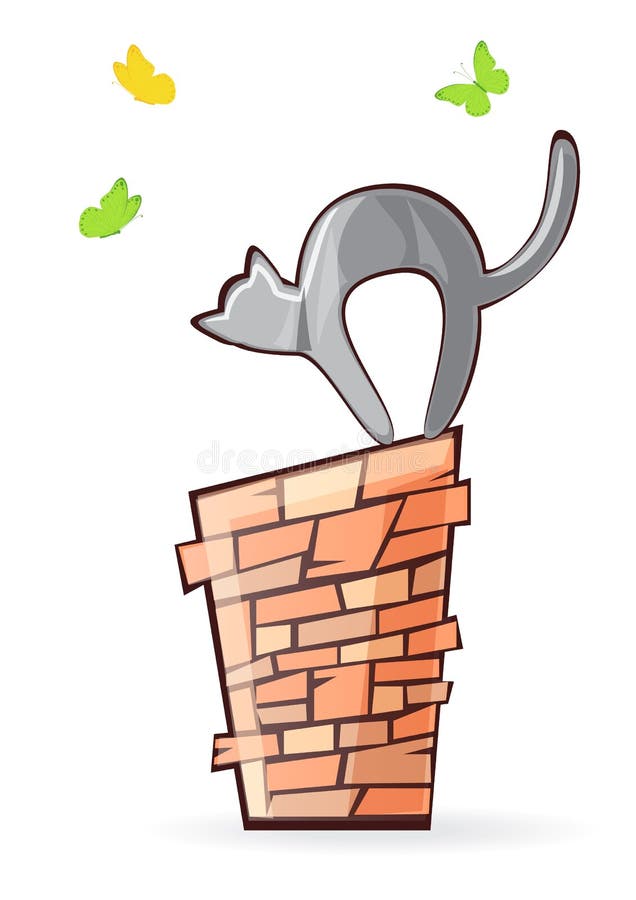 Cat on the pipe stock vector. Illustration of vector - 31660463