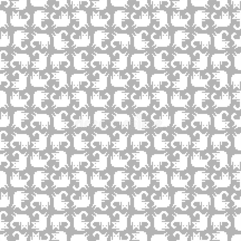 Cat Pixel Art Pattern Seamless 8 Bit Pat Background Stock Vector Illustration Of White