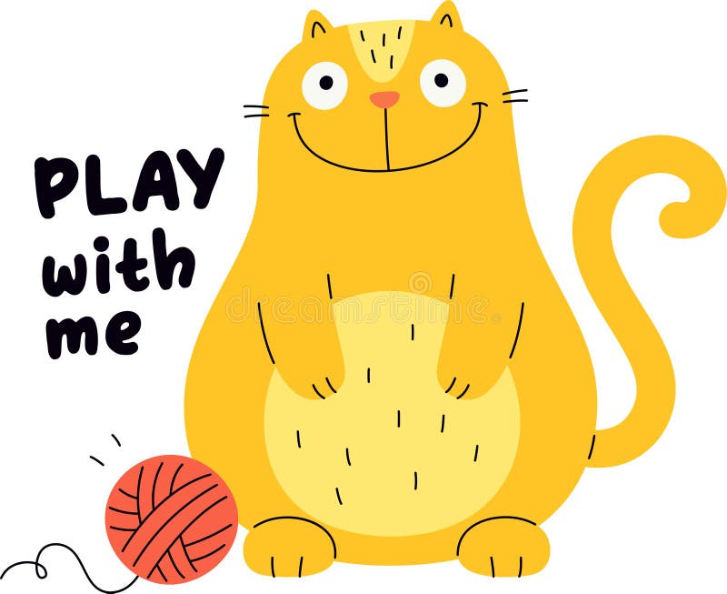 Cat Play with Me Sticker stock vector. Illustration of cute - 297876899