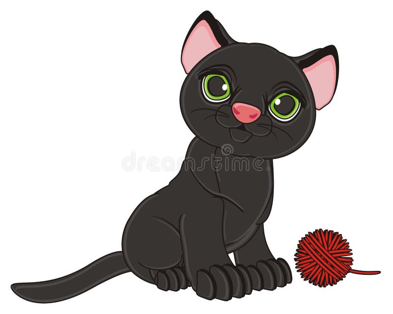 Cat play with tangle stock illustration. Illustration of tangle - 84107207