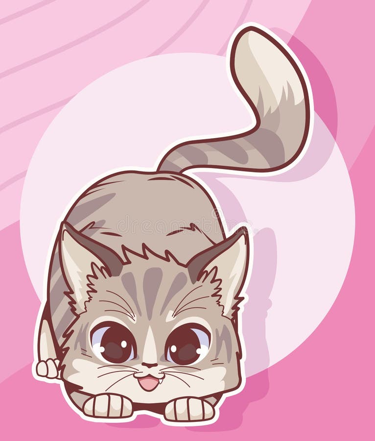 Cat playing anime style stock vector. Illustration of animal - 254886679