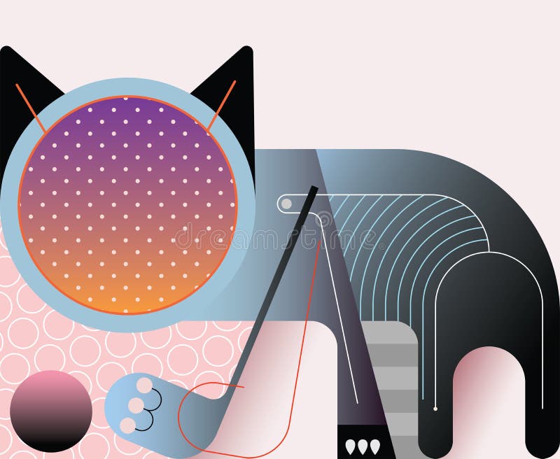 Cat Playing a Ball stock vector. Illustration of vector - 258793034