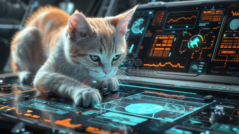 A Cat is Playing with a Computer Screen Stock Photo - Image of computer ...
