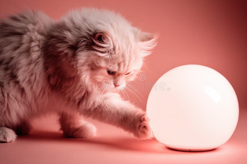 A Cat is Playing with a Light Bulb Stock Photo - Image of curiosity ...