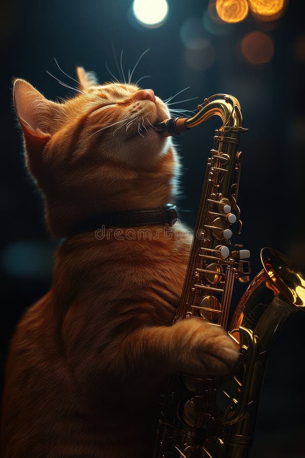 Cat Playing Saxophone Ai Generated Stock Photos - Free & Royalty-Free ...