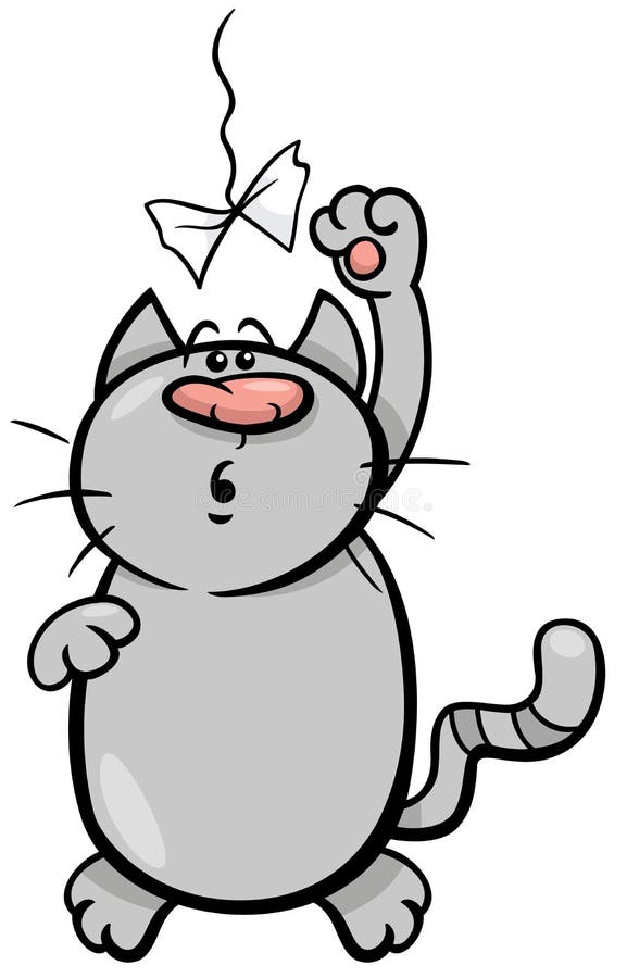 Cat Playing with Toy Cartoon Stock Vector - Illustration of drawing ...