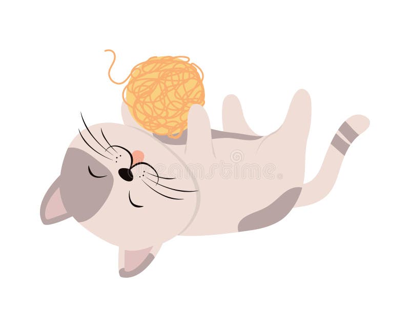 Cat playing with wool stock vector. Illustration of design - 237500319