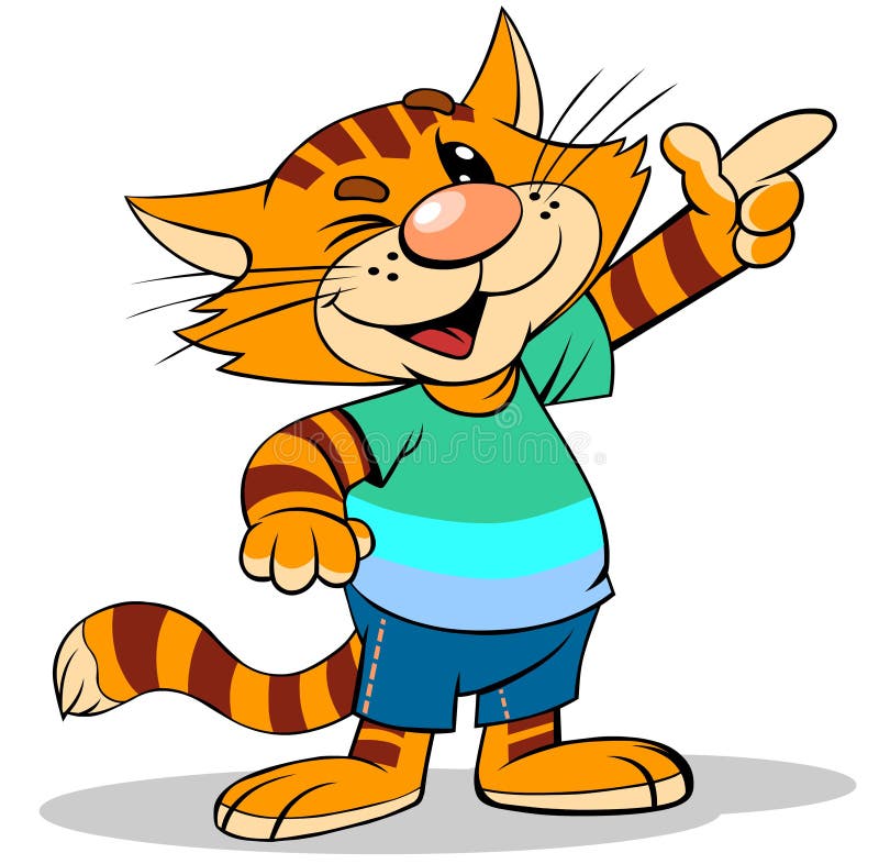 Cartoon cat pointing stock vector. Illustration of clip - 28084308