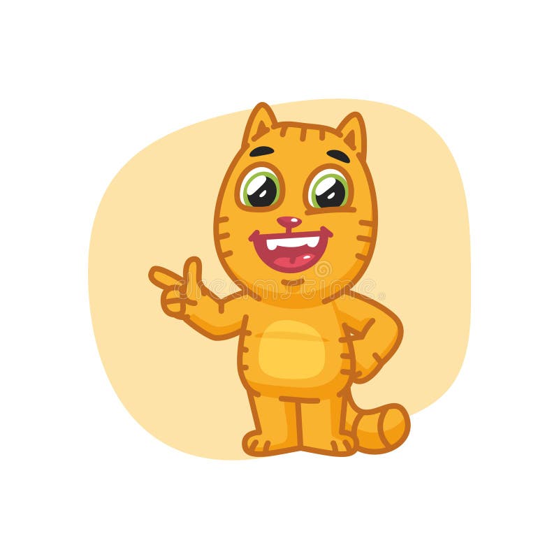Cat Points Finger and Laughing Stock Vector - Illustration of eccentric ...