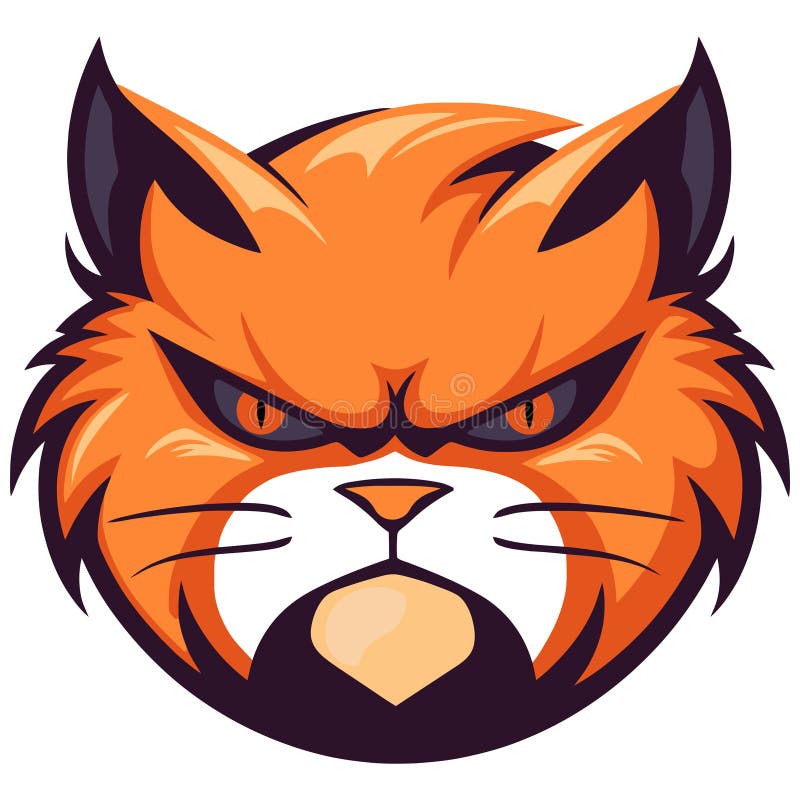 Cat Portrait with Angry Expression. Cute Kitten Face Stock Illustration ...