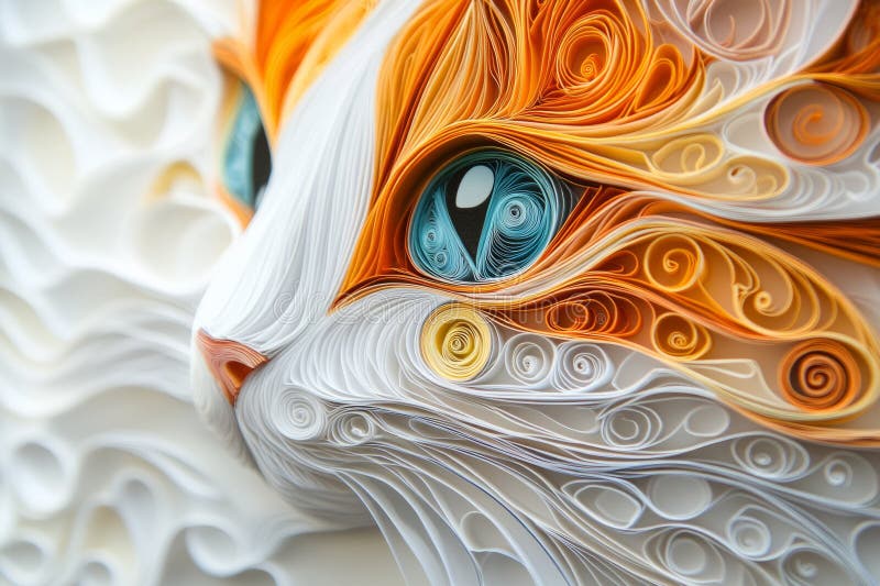 Cat Portrait Created Using Paper Quilling Technique Stock Image - Image ...