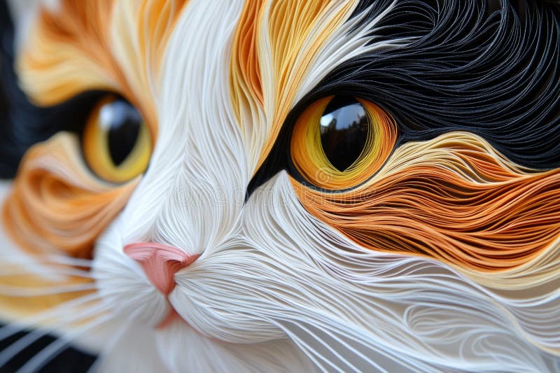 Cat Portrait Created Using Paper Quilling Technique Stock Image - Image ...