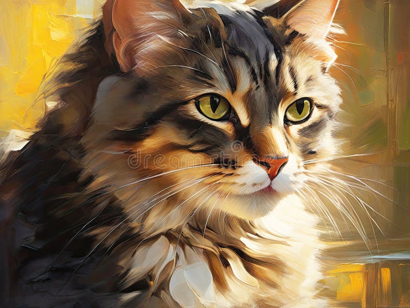 Cat portrait. Oil painting stock photo. Image of kitten - 305677364