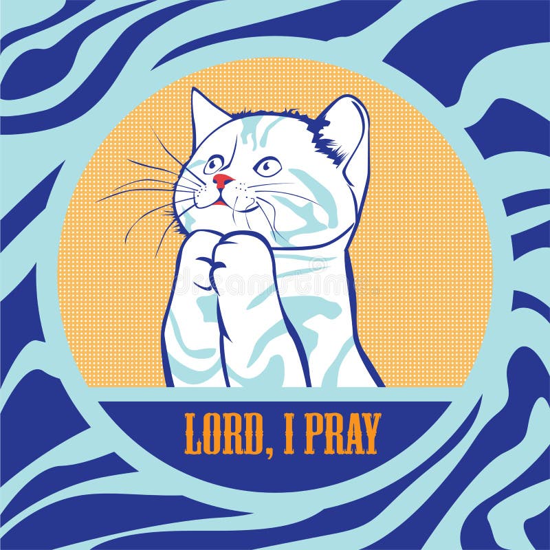 Cat Pray illustration stock. Illustration du priez, espoir - 55821800