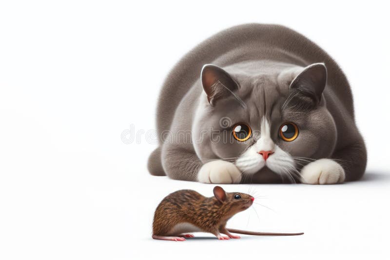 A Cat Preparing To Attack a Mouse. Space for Text. Stock Photo - Image ...